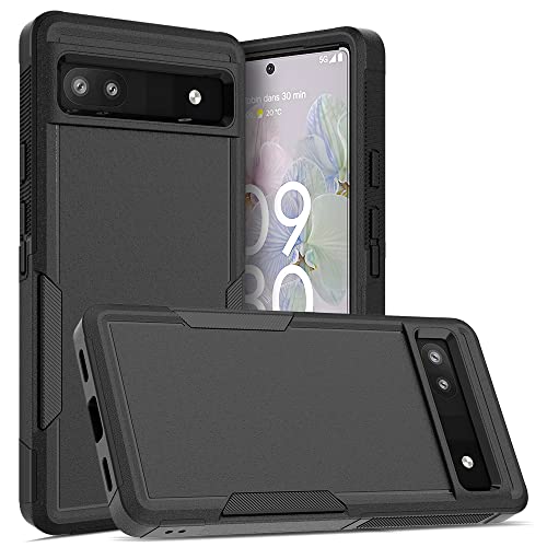 Bisbkrar Case for Google Pixel 6A 5G, Commuter Phone Case [Military Grade] 2 in 1 Shockproof Rugged Protective, Heavy Duty Cover for Pixel 6A 5G Black(Without Built-in Screen Protector)