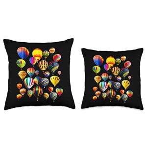 InGENIUS Hot Air Balloon Colorful Cute Hot Air Ride Vacation Flying Balloons Throw Pillow, 18x18, Multicolor