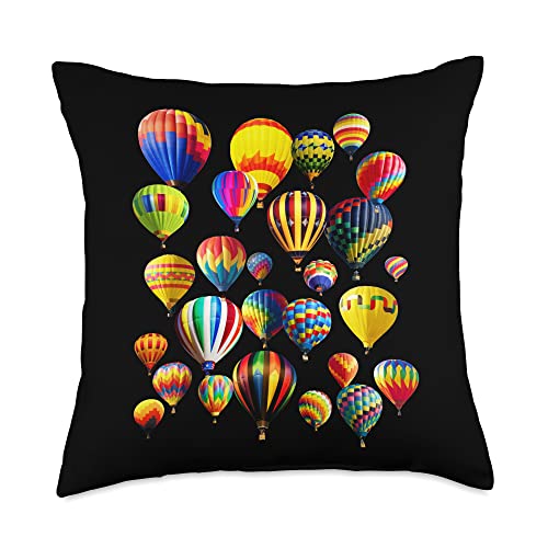 InGENIUS Hot Air Balloon Colorful Cute Hot Air Ride Vacation Flying Balloons Throw Pillow, 18x18, Multicolor