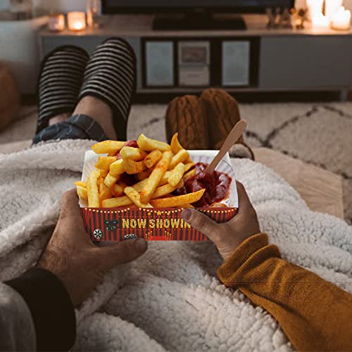 30 Pcs Movie Night Snack Trays 4 Corner Food Boxes Movie Night Party Supplies Paper Food Trays Cinema Party Favors Disposable Food Holders for Popcorn Nacho Theater Snack