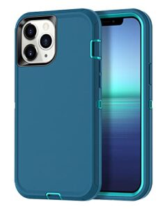 i-honva for iphone 11 pro case shockproof dust/drop proof 3-layer full body protection [without screen protector] rugged heavy duty durable cover case for apple iphone 11 pro 5.8 inch,turquoise