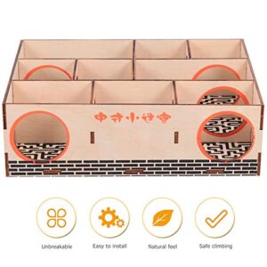 Hamster Maze Hideout Exploring Toys Hamster House Maze Tunnel Toy- Hamster Labyrinth Puzzle Toy Exploring for Dwarf Small Hamster Mice Gerbils (7.7x6.1) Hamster Puzzle Toy Wood Maze