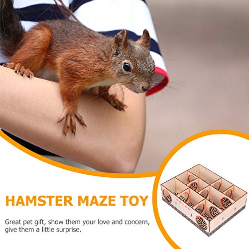 Hamster Maze Hideout Exploring Toys Hamster House Maze Tunnel Toy- Hamster Labyrinth Puzzle Toy Exploring for Dwarf Small Hamster Mice Gerbils (7.7x6.1) Hamster Puzzle Toy Wood Maze