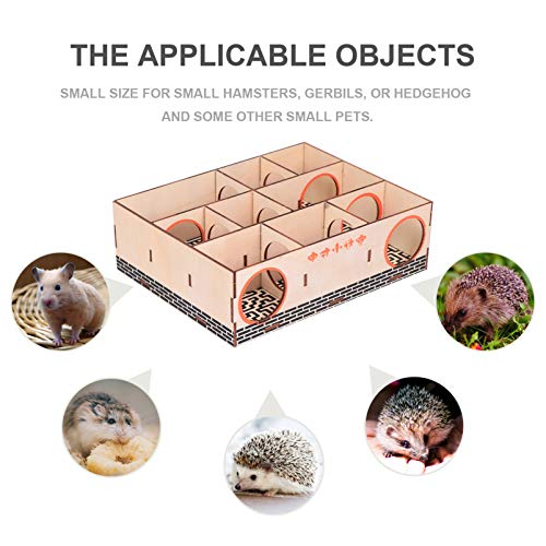 Hamster Maze Hideout Exploring Toys Hamster House Maze Tunnel Toy- Hamster Labyrinth Puzzle Toy Exploring for Dwarf Small Hamster Mice Gerbils (7.7x6.1) Hamster Puzzle Toy Wood Maze