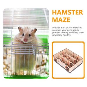 Hamster Maze Hideout Exploring Toys Hamster House Maze Tunnel Toy- Hamster Labyrinth Puzzle Toy Exploring for Dwarf Small Hamster Mice Gerbils (7.7x6.1) Hamster Puzzle Toy Wood Maze