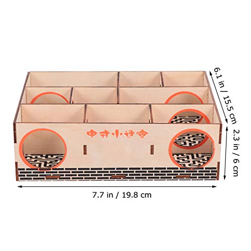 Hamster Maze Hideout Exploring Toys Hamster House Maze Tunnel Toy- Hamster Labyrinth Puzzle Toy Exploring for Dwarf Small Hamster Mice Gerbils (7.7x6.1) Hamster Puzzle Toy Wood Maze