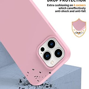 Amytor Designed for iPhone 14 Pro Max Case, Silicone Ultra Slim Shockproof Phone Case with Soft Anti-Scratch Microfiber Lining, [Enhanced Camera Protection] 6.7 inch (Pink)