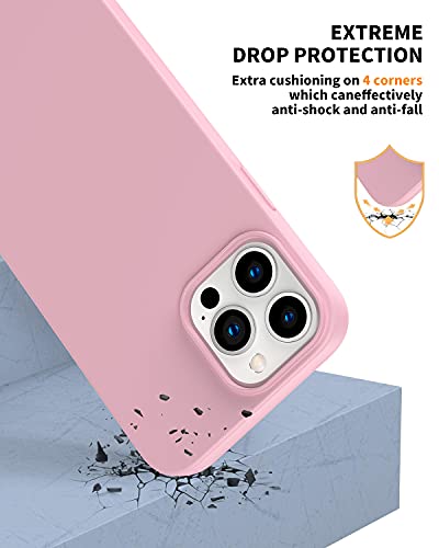 Amytor Designed for iPhone 14 Pro Max Case, Silicone Ultra Slim Shockproof Phone Case with Soft Anti-Scratch Microfiber Lining, [Enhanced Camera Protection] 6.7 inch (Pink)