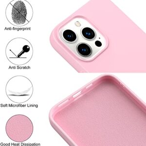 Amytor Designed for iPhone 14 Pro Max Case, Silicone Ultra Slim Shockproof Phone Case with Soft Anti-Scratch Microfiber Lining, [Enhanced Camera Protection] 6.7 inch (Pink)