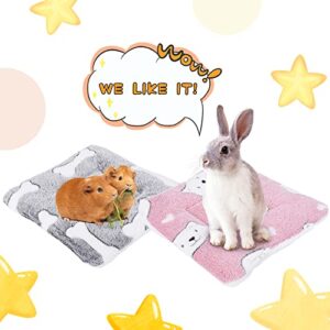 4pcs Rabbit Beds Guinea Pig Beds Winter Warm Fluffy Washable Mats Small Animal Beds for Bunny Hamster Guinea Pig Squirrel Hedgehog Chinchilla 12 x 12inch