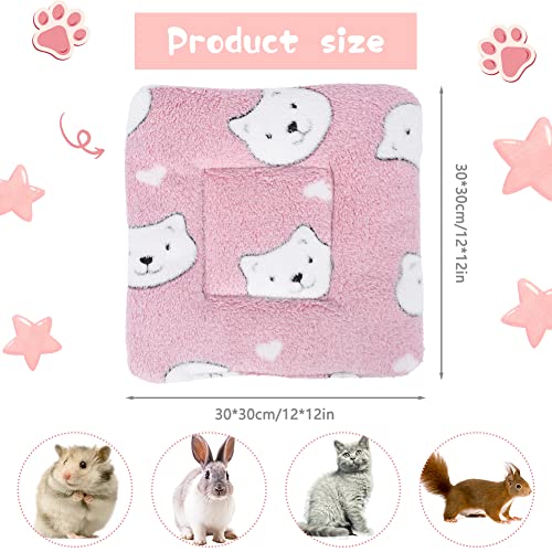 4pcs Rabbit Beds Guinea Pig Beds Winter Warm Fluffy Washable Mats Small Animal Beds for Bunny Hamster Guinea Pig Squirrel Hedgehog Chinchilla 12 x 12inch