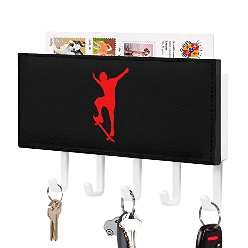 Street Skateboard Boy Key Holder for Wall Cuztomized PU Hooks for Entryway Front Door Hallway Office