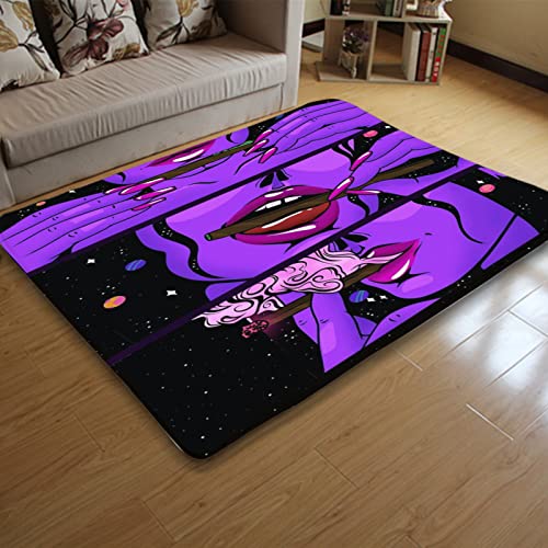 ZGH 3x5 Ft Super Soft Indoor Modern Area Rug Rugs for Living Room Bedroom Psychedelic Smoke Cool Girl 60x39 Inch Rug