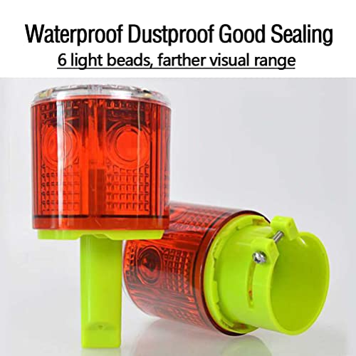 LEDHOLYT Solar Strobe Warning Light, Super Bright Solar Emergency Strobe Warning Light, Flashing Barricade Safety Road Construction Traffic Flashing Light IP48 Waterproof (Red)