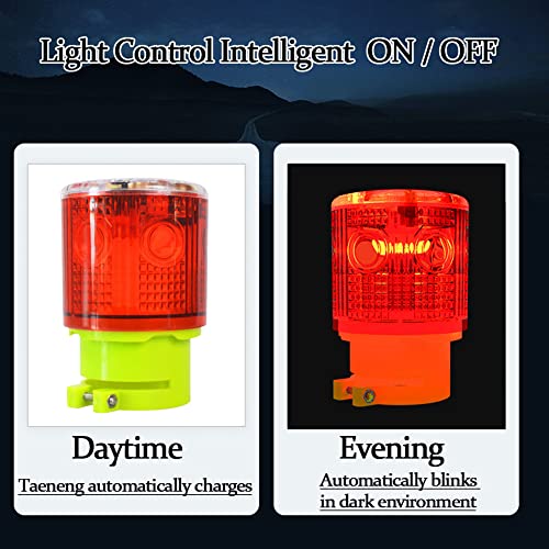 LEDHOLYT Solar Strobe Warning Light, Super Bright Solar Emergency Strobe Warning Light, Flashing Barricade Safety Road Construction Traffic Flashing Light IP48 Waterproof (Red)