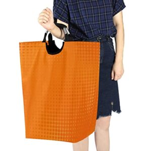 Kigai Laundry Basket Orange Dotted Line Laundry Hamper Portable Collapsible Laundry Baskets Round Dirty Clothes Basket Toy Baskets Storage 50L