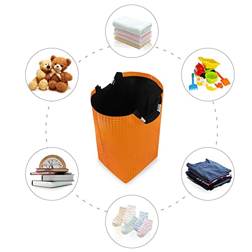 Kigai Laundry Basket Orange Dotted Line Laundry Hamper Portable Collapsible Laundry Baskets Round Dirty Clothes Basket Toy Baskets Storage 50L