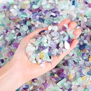 xiannvxi aquarium gravel rocks fluorite tumbled chips stone crystals pebbles succulent fish tank decorative stones natural healing crystals bulk 0.87 lbs