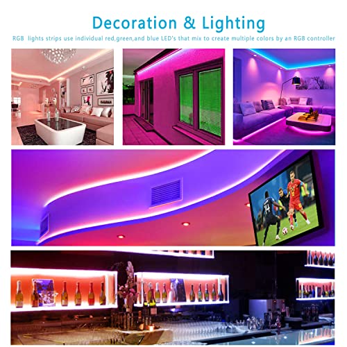 haffy 16.4ft LED Strip Lights RGB Color Changing 5050 LED Lights for Home Kitchen Room Christmas Dorm Room, Bar, with IR Remote Control