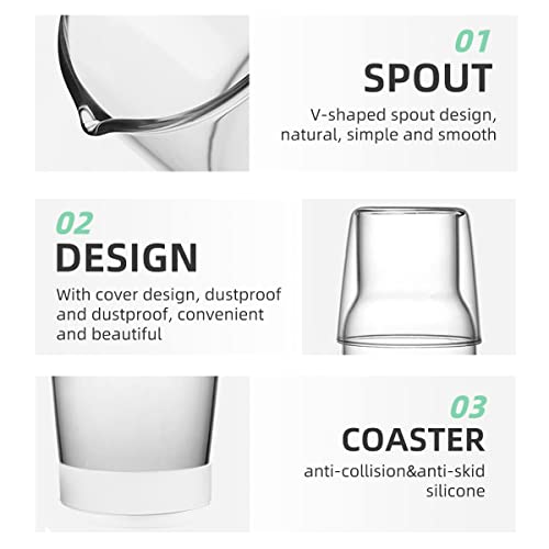 2 Sets Bedside Water Carafe and Glass Set with Tumbler 18oz,Recycled Glass Bedside Night Carafe Mouthwash Decanter with Cup and Silicone Coaster,Clear Juice Pitcher for Living Room,Bathroom,Guest Room