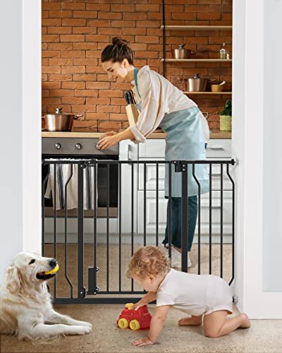 Ciays Baby Gate 29.5” to 45.3”, 30-in Height Extra Wide Dog Gate for Stairs, Doorways and House, Auto-Close Safety Metal Pet Gate for Dogs with Alarm, Pressure Mounted, Black