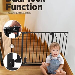 Ciays Baby Gate 29.5” to 45.3”, 30-in Height Extra Wide Dog Gate for Stairs, Doorways and House, Auto-Close Safety Metal Pet Gate for Dogs with Alarm, Pressure Mounted, Black