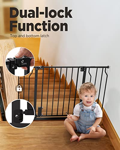 Ciays Baby Gate 29.5” to 45.3”, 30-in Height Extra Wide Dog Gate for Stairs, Doorways and House, Auto-Close Safety Metal Pet Gate for Dogs with Alarm, Pressure Mounted, Black