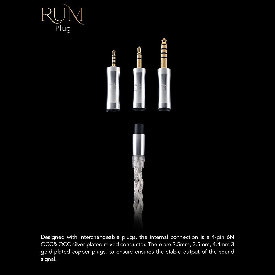 HiFiGo QoA Rum Silver Plated OCC Earphone Cable, 4-pin 6N OCC& OCC Cable for MMCX / 0.78mm (for MMCX)