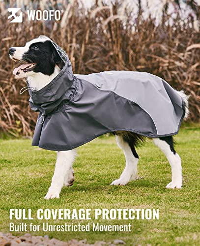 WOOFO Dog Rain Poncho, Waterproof & Windproof Dog Rain Coat for Wet Weather|Super Adjustable, Designed with Leash Hole and Reflective Strip，Size Small