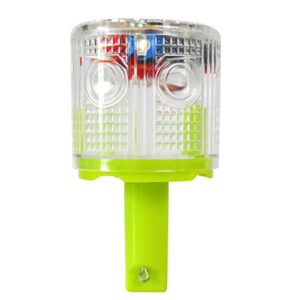 ledholyt solar strobe warning light, super bright single column solar emergency strobe warning light, flashing barricade safety road construction traffic flashing beacon light (white)