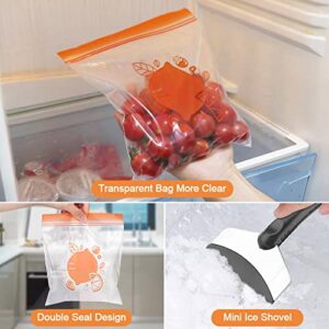 Refrigerator Organizer Bins, Refrigerator Freezer Bag Storage Rail Rack with 20 Pack Reusable Sealed Bags and Deicing Shovel, Fridge Drawer Storage Organizer for Fruits Vegetable Food Fresh-keeping