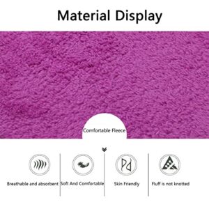 30 Pcs Interlocking Foam Mats,Plush Puzzle Floor Mat,Interlocking Floor Carpet Tiles with Border,Shaggy Area Rug for Bedroom,12X12 Inch,Pink+Purple