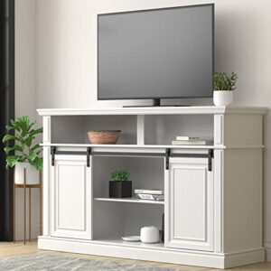 lghm raised panel molding tv stand, entertainment center for 65 inch tv, 58" white tv stand with sliding barn door, stylish coastal tv console and farmhouse tv stands for living room