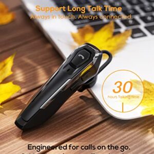 ZOUKAI Bluetooth Headset, Noise Cancelling with 2 Microphones, 30 Hours Talk Time, Announce Caller ID, Hands Free Bluetooth Wireless Earpiece for Cell Phones/Laptop/PC