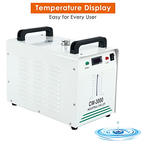 DasMarine CW-3000 Water Chiller,8L Industrial Water Chiller,Thermolysis Type Water Cooling Chiller Machine,110V Economic Water Cooling Equipment for 60W 80W Laser Engraving Machine