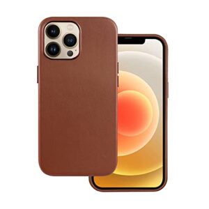 docco jette designed for iphone 13 pro leather case compatible with magsafe, italian genuine leather case for apple iphone 13 pro,built-in magnets for magsafe charging-brown