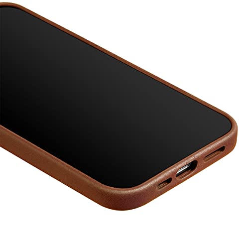 Docco Jette Designed for iPhone 13 Pro Leather Case Compatible with MagSafe, Italian Genuine Leather Case for Apple iPhone 13 Pro,Built-in Magnets for MagSafe Charging-Brown