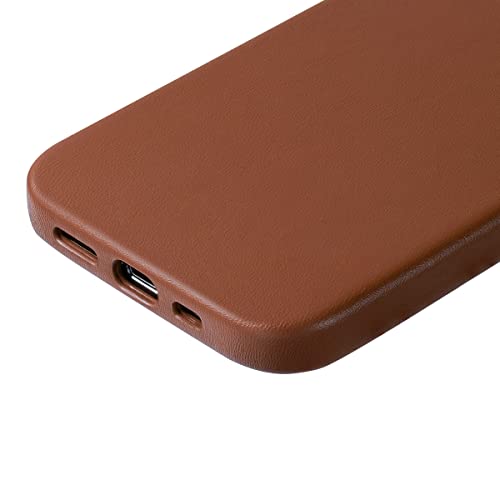 Docco Jette Designed for iPhone 13 Pro Leather Case Compatible with MagSafe, Italian Genuine Leather Case for Apple iPhone 13 Pro,Built-in Magnets for MagSafe Charging-Brown