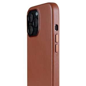 Docco Jette Designed for iPhone 13 Pro Leather Case Compatible with MagSafe, Italian Genuine Leather Case for Apple iPhone 13 Pro,Built-in Magnets for MagSafe Charging-Brown