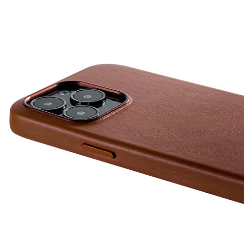 Docco Jette Designed for iPhone 13 Pro Leather Case Compatible with MagSafe, Italian Genuine Leather Case for Apple iPhone 13 Pro,Built-in Magnets for MagSafe Charging-Brown