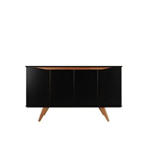 manhattan comfort tudor sideboard, black and maple cream