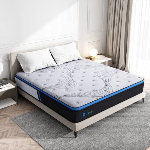 Avenco Full Mattress, Full Size Mattress in a Box, 10 Inch Hybrid Mattress Full Size, Grey Luxury Fabric with 3D Breathable Mesh and Cooling Gel Foam, Anti-Pilling