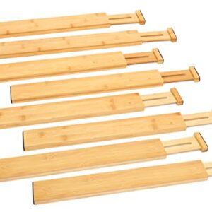 RoyalHouse Adjustable Bamboo Drawer Dividers Organizers, Expandable Drawer Separators for your Kitchen, Bedroom, Bathroom, Dresser, Office, and More (8 pieces)