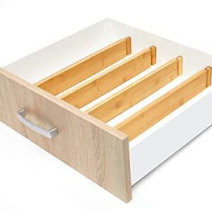 RoyalHouse Adjustable Bamboo Drawer Dividers Organizers, Expandable Drawer Separators for your Kitchen, Bedroom, Bathroom, Dresser, Office, and More (8 pieces)