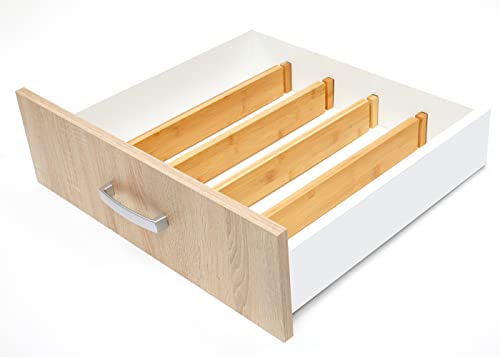 RoyalHouse Adjustable Bamboo Drawer Dividers Organizers, Expandable Drawer Separators for your Kitchen, Bedroom, Bathroom, Dresser, Office, and More (8 pieces)