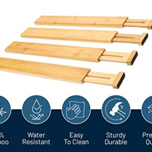 RoyalHouse Adjustable Bamboo Drawer Dividers Organizers, Expandable Drawer Separators for your Kitchen, Bedroom, Bathroom, Dresser, Office, and More (8 pieces)