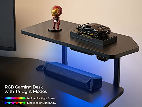 EUREKA ERGONOMIC Wing-Shaped Music Studio Desk 72" Large Gaming Desk with Led Lights Keyboard Tray Tower Holder for Streaming