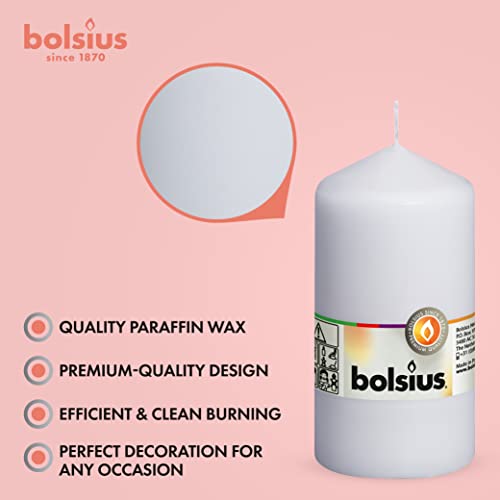 BOLSIUS 8 White Pillar Candles - 2.75 x 5 Inches - Premium European Quality - Individually Wrapped - 43 Hours Burn Time - Dripless & Smokeless - Unscented Dinner, Wedding, Party, & Restaurant Candles