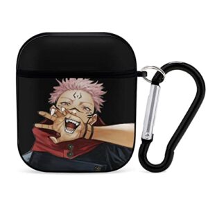 anime print case for airpods case cover shockproof wireless charging protective hard skin with keychain compatiable with airpods 2 & 1