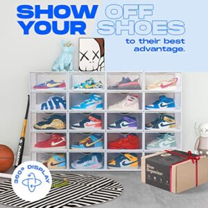 Shoe Boxes Clear Plastic Stackable, Clear Shoe Boxes Stackable, Shoe Organizer for Closet Shoe Storage Boxes, Shoe Box Sneaker Storage, Plastic Shoe Boxes With Lids, Shoe Display Case Shoe Containers